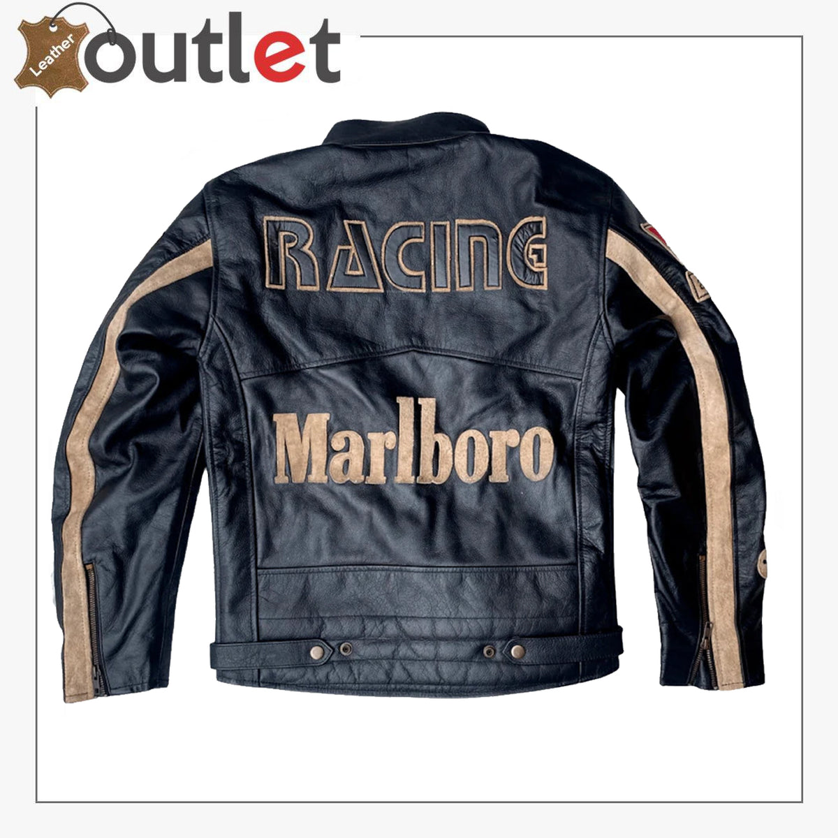 Marlboro Vintage Leather Racing Biker Leather Jacket