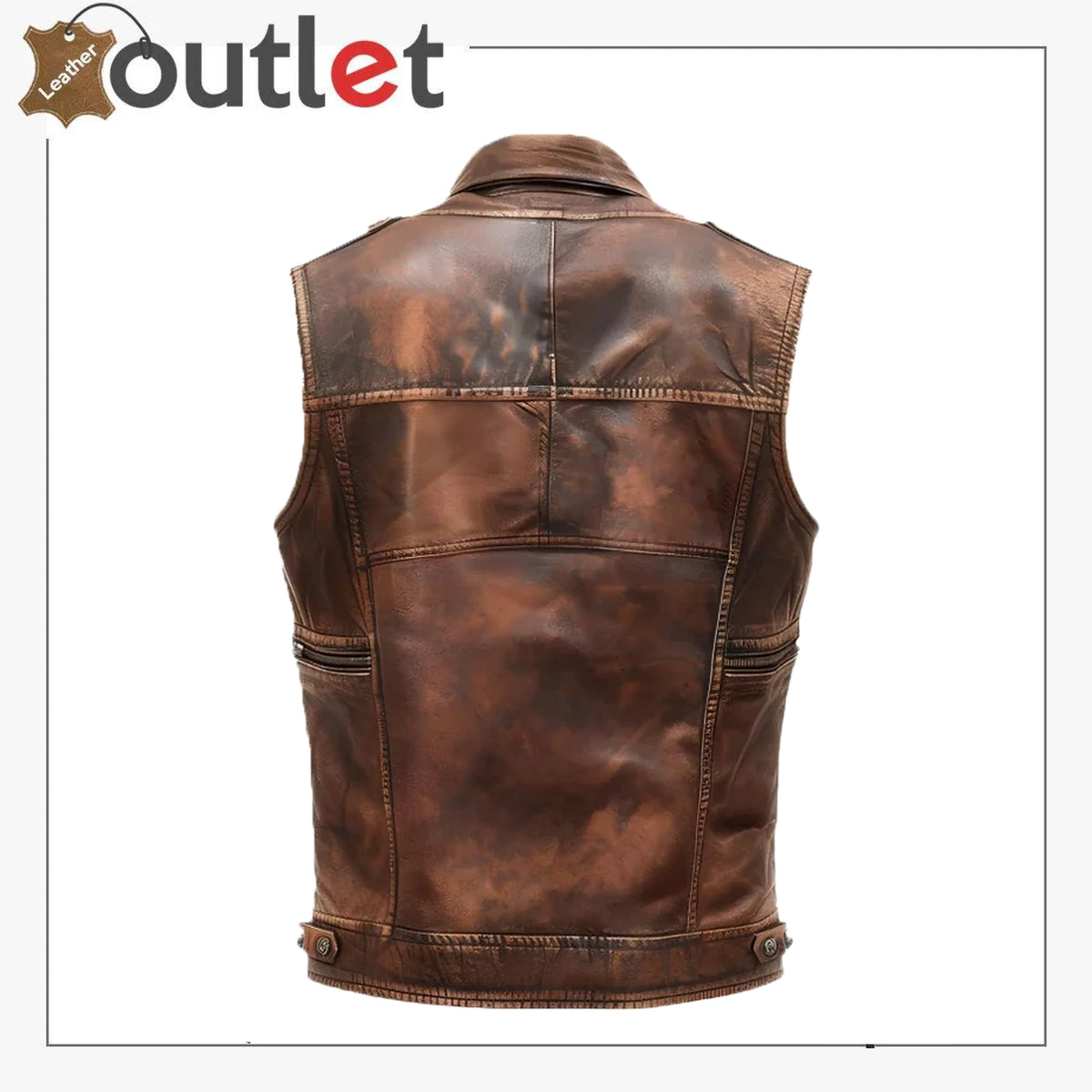 Distressed Brown Mens Leather Vests