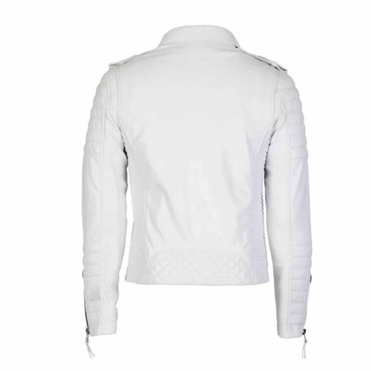 Classic Cool: Men's Top Choice White Leather Motorcycle Jacket